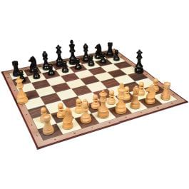German Knight Chess Pieces with Folding Board - 3.75" King